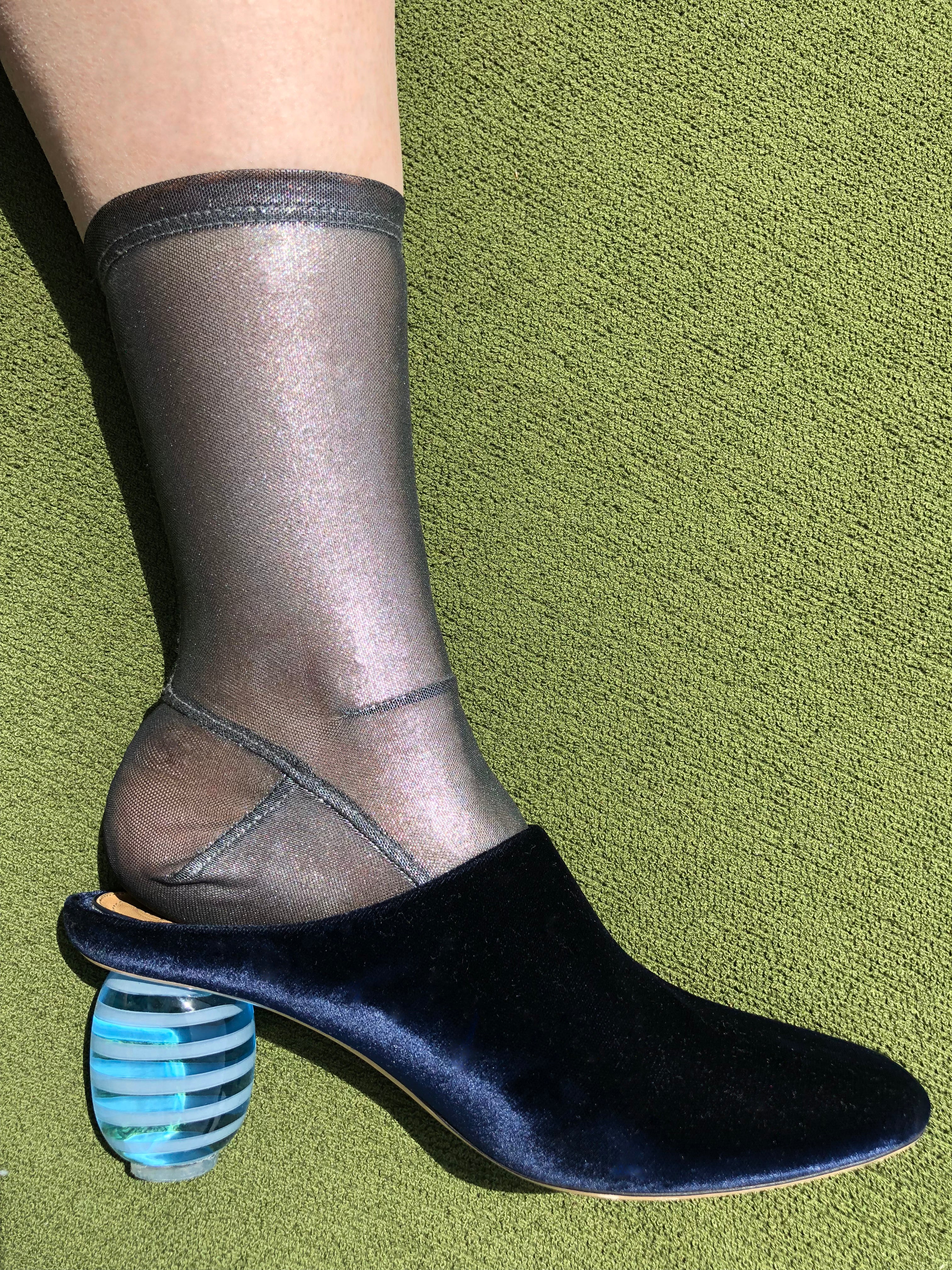 SAMPLE Silver Foil Mesh Socks – Darner Socks